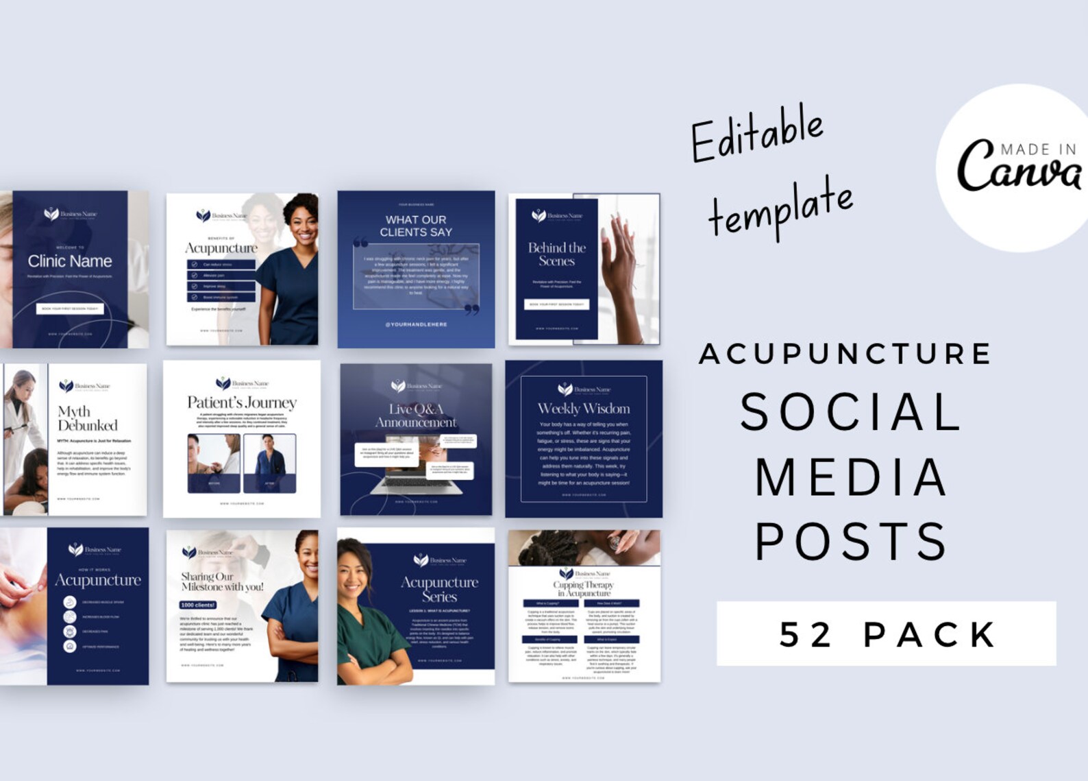 Acupuncture Social Media Posts: Canva Templates for Business (52) - Etsy