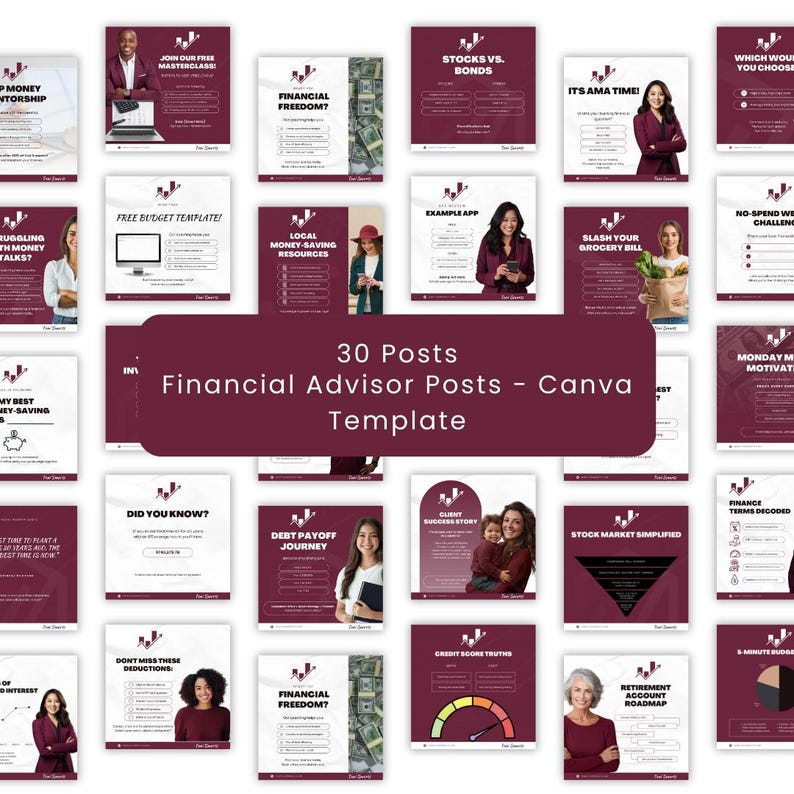 30 Financial Advisor Instagram Templates - Editable Canva Posts ...