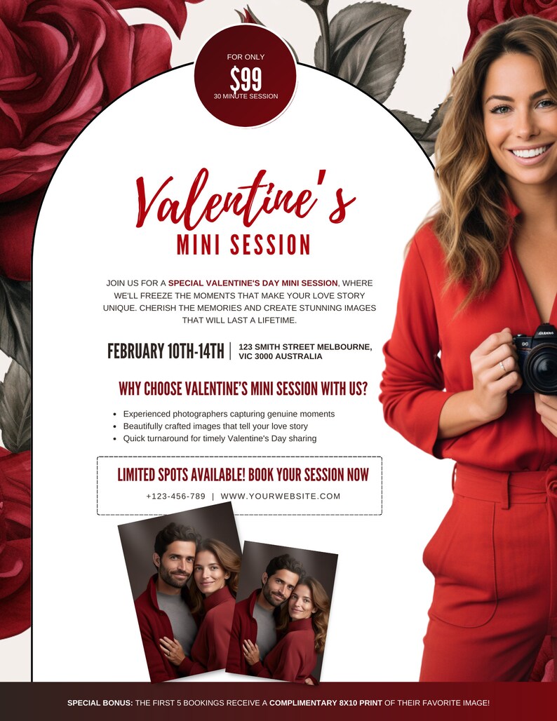 Valentine's Mini Sessions | Canva Flyer Template | Marketing ...