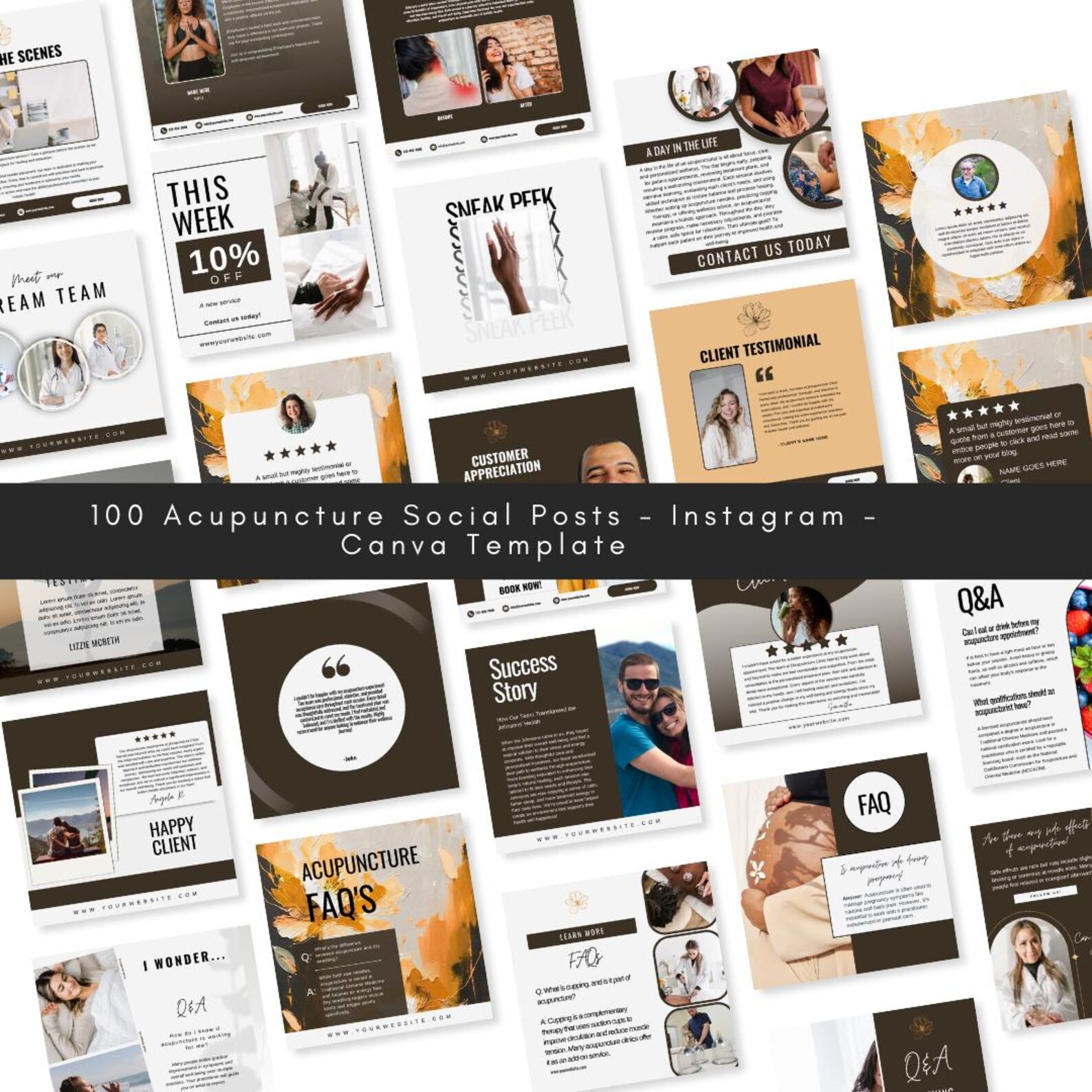 Acupuncture Instagram Posts: 100 Social Media Canva Templates - Etsy