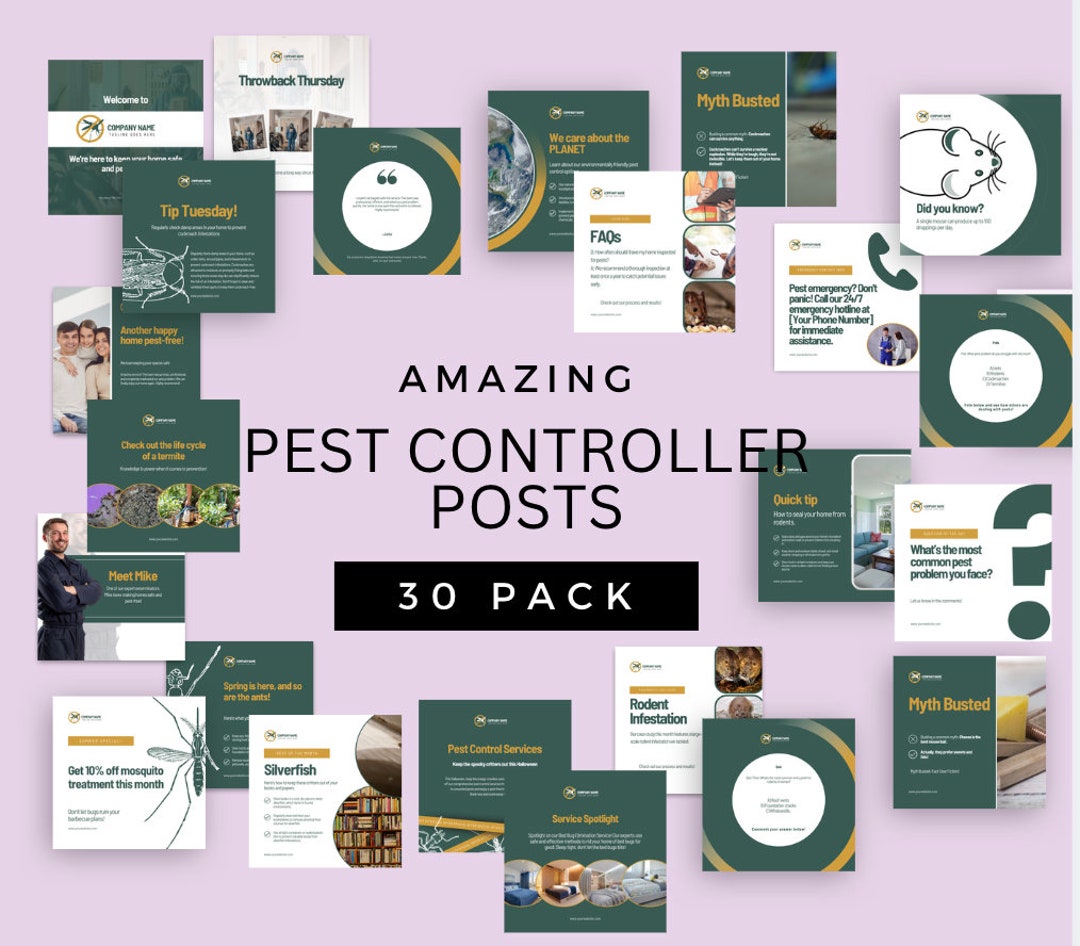 Pest Control Social Media Posts: Canva Templates (30 Posts) - Etsy
