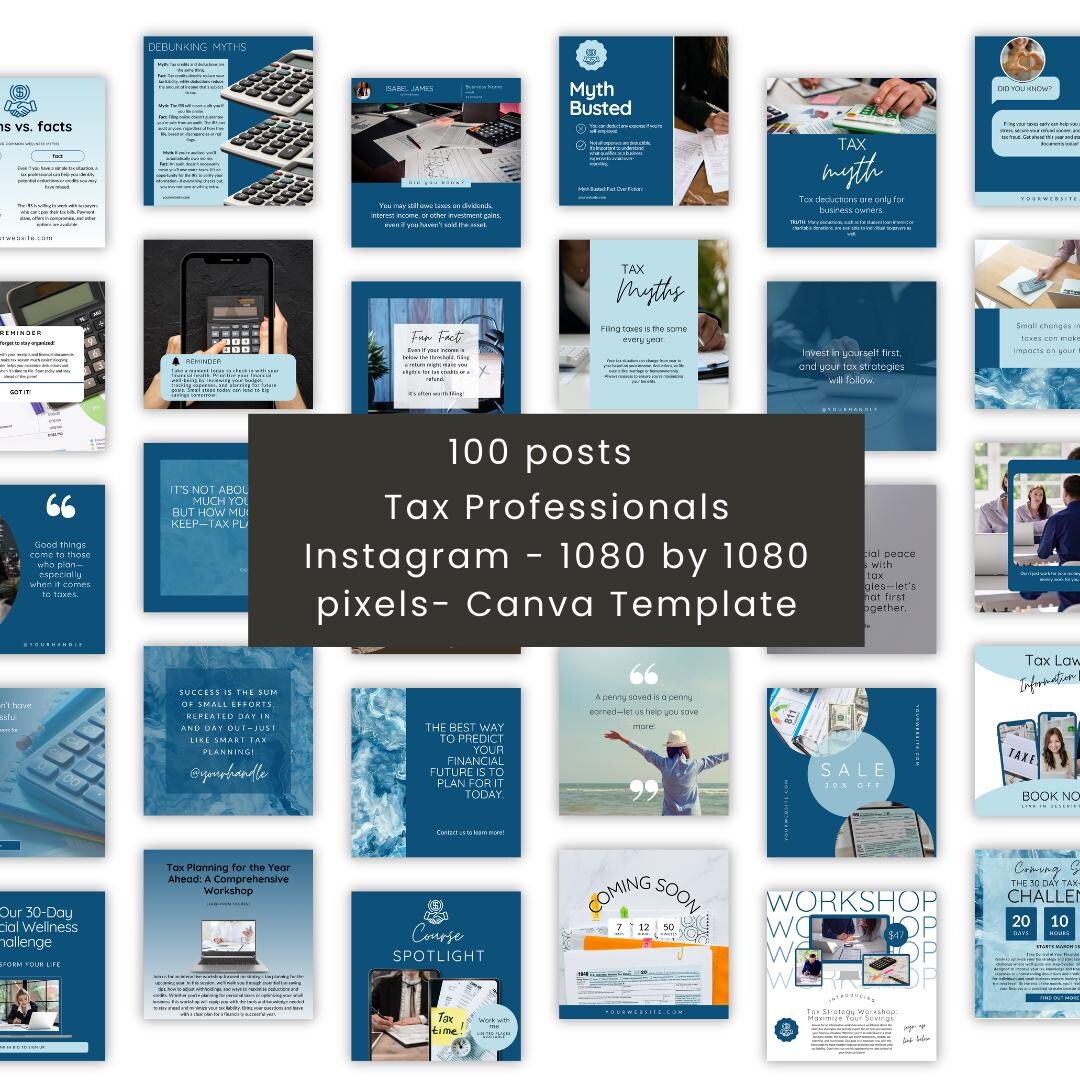 Tax Professional Social Media Posts: Engaging Content Canva Template - Etsy
