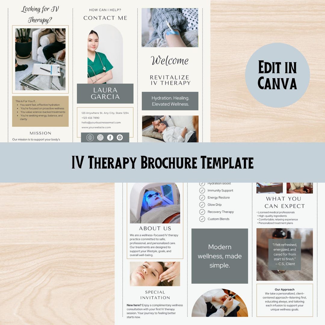 IV Therapy Brochure Canva Template - Etsy
