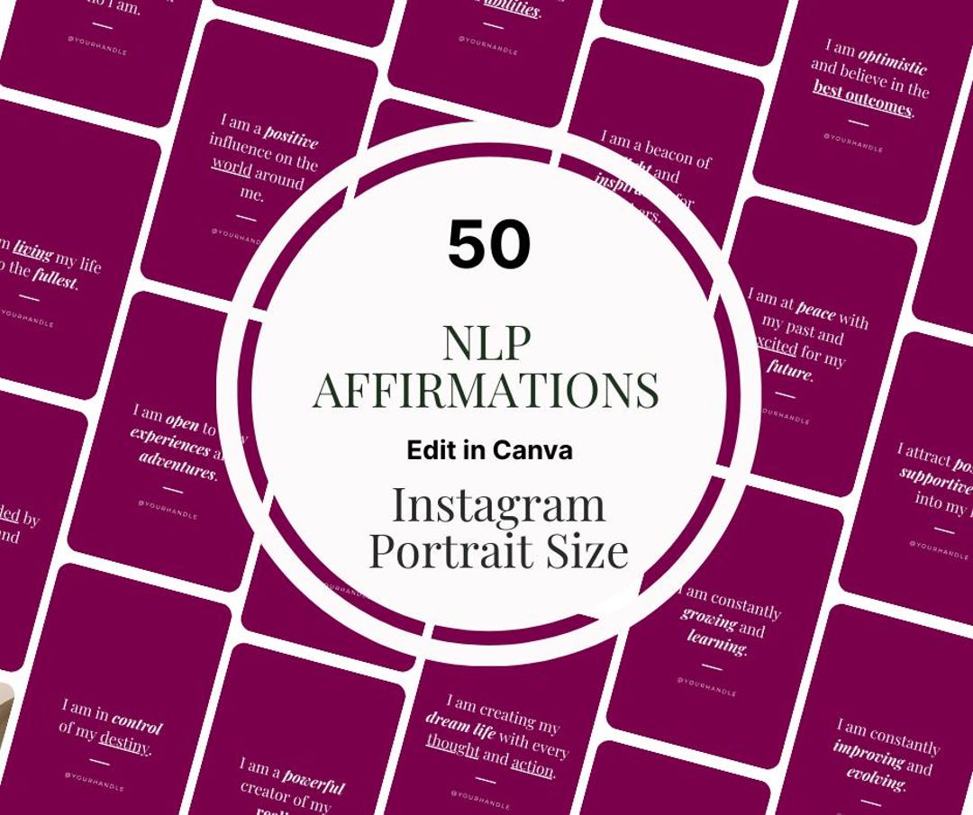 50 NLP Affirmation Canva Templates – Editable Portrait Posts for ...