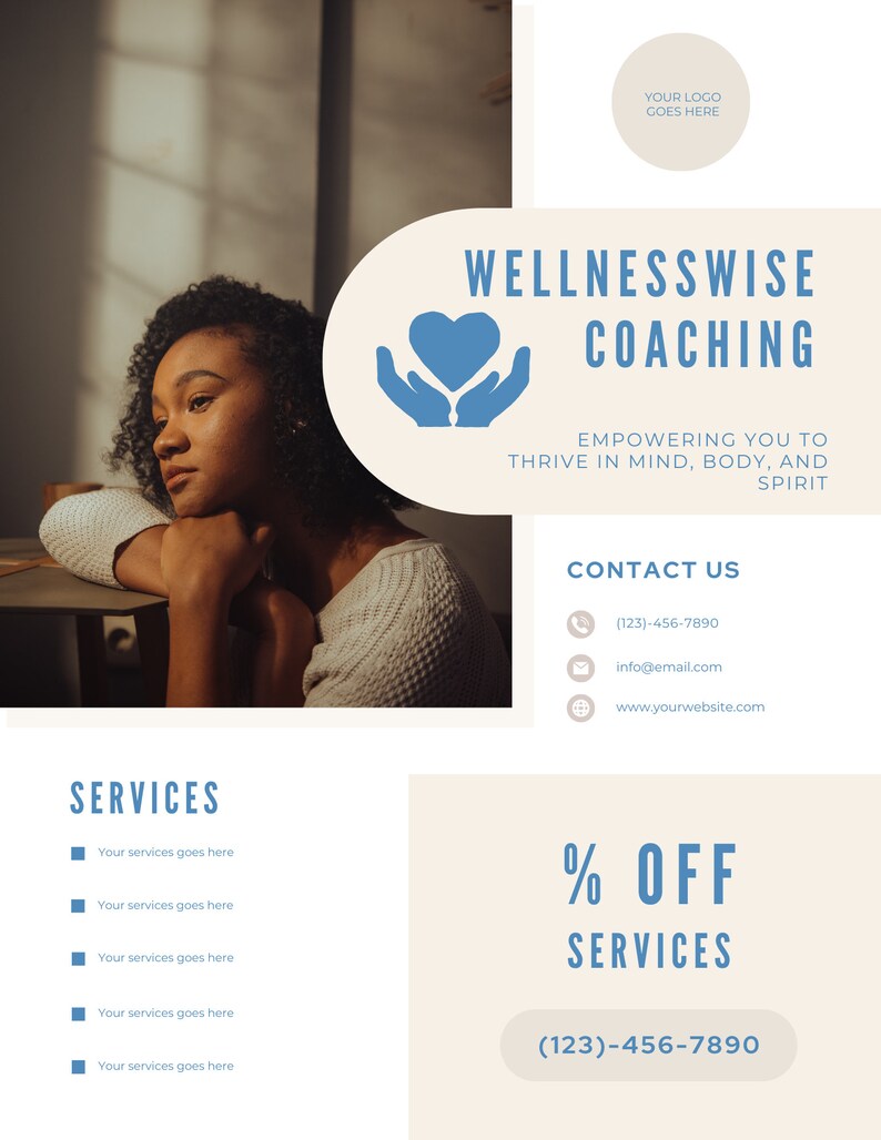 Wellness Coach Flyer Template Editable Canva Flyer Template Instant ...