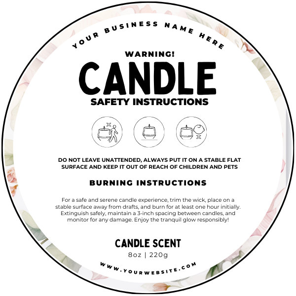 Editable Candle Care Card Canva Template Candle Safety Card Template ...