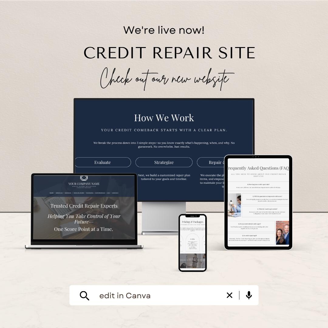 Canva Credit Repair Website Template: Editable Design for Financial ...