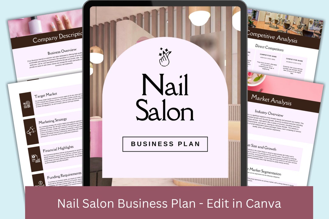 Nail Salon Business Plan Canva Template: 34-page Salon Planner (digital ...
