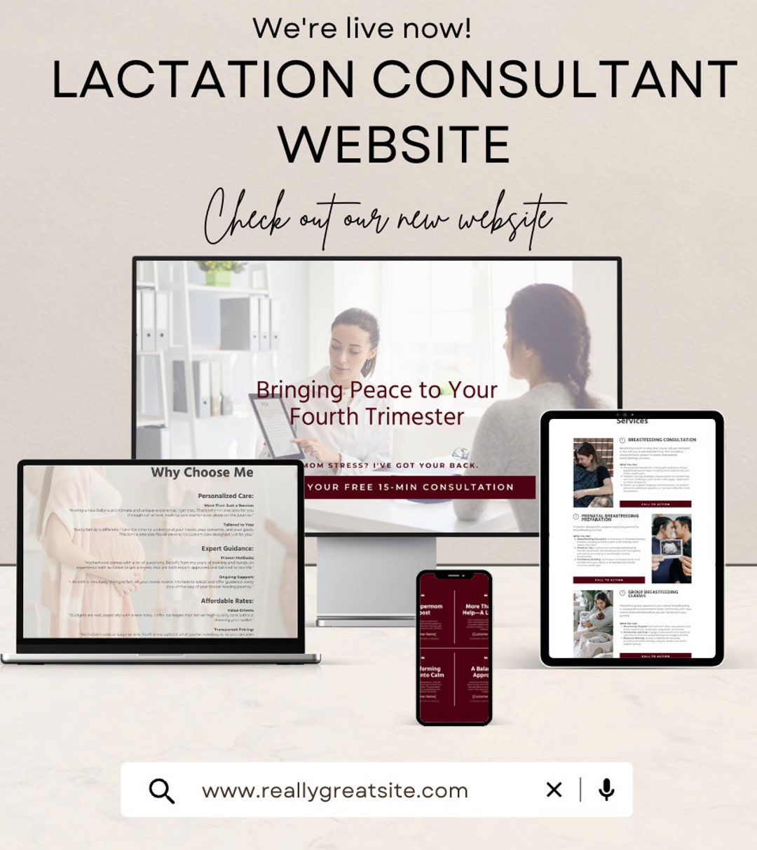 Lactation Consultant Website Template: Canva Landing Page (digital ...