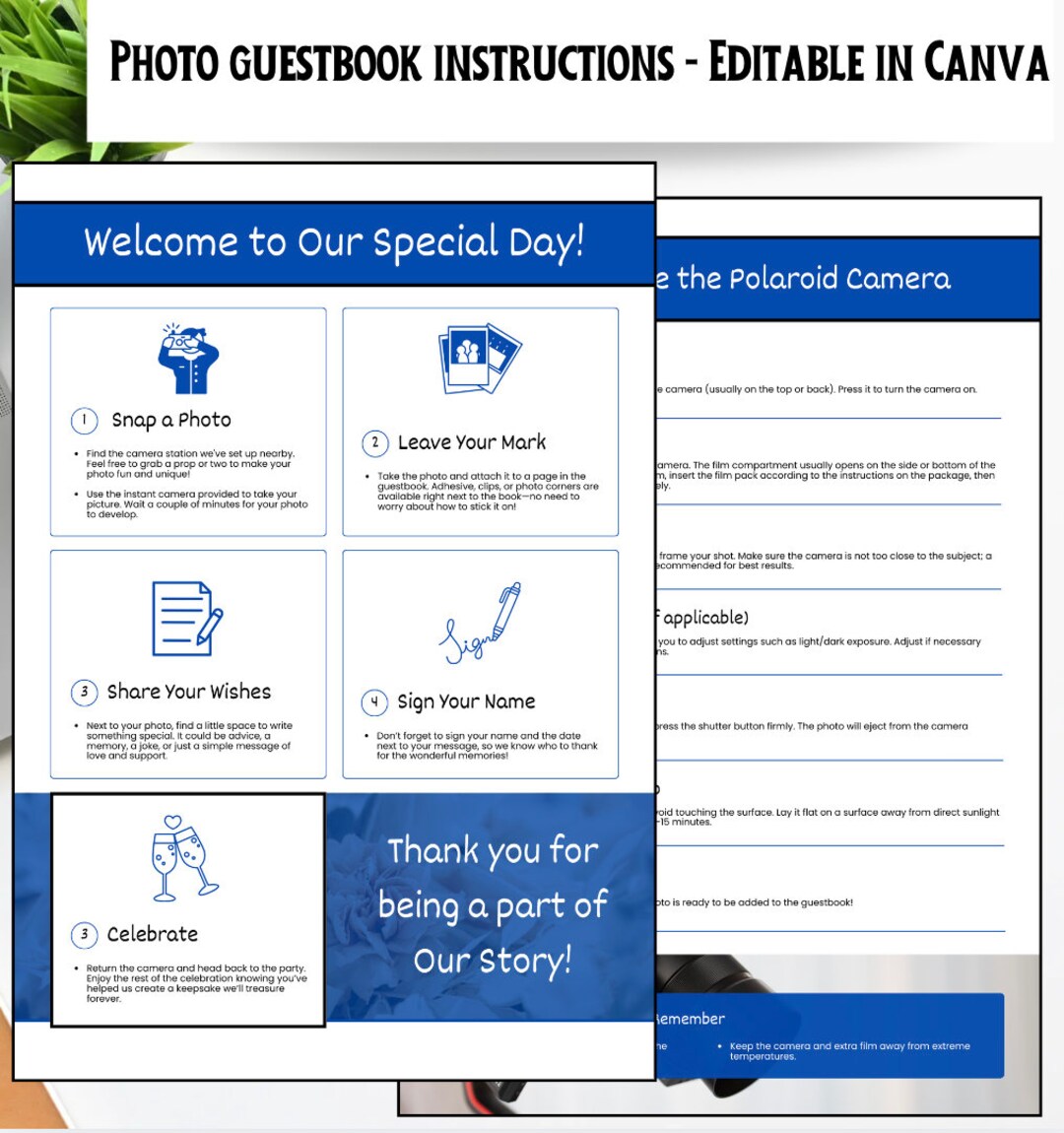 Wedding Photo Guestbook Instructions Sign: Editable Canva Template ...