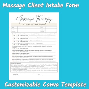 Massage Client Intake Form | Spa Forms | Client Intake Form | Massage ...