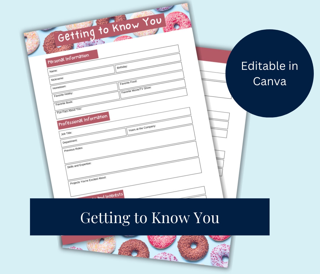 All About Me Survey | Coworker Questionnaire | Instant Download ...