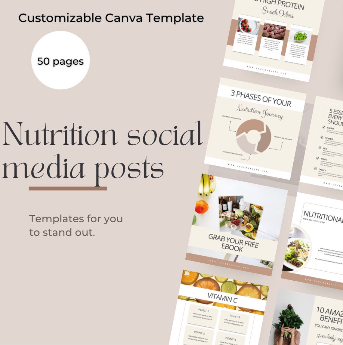 50 Nutrition Social Media Posts: Canva Templates (digital Download) - Etsy