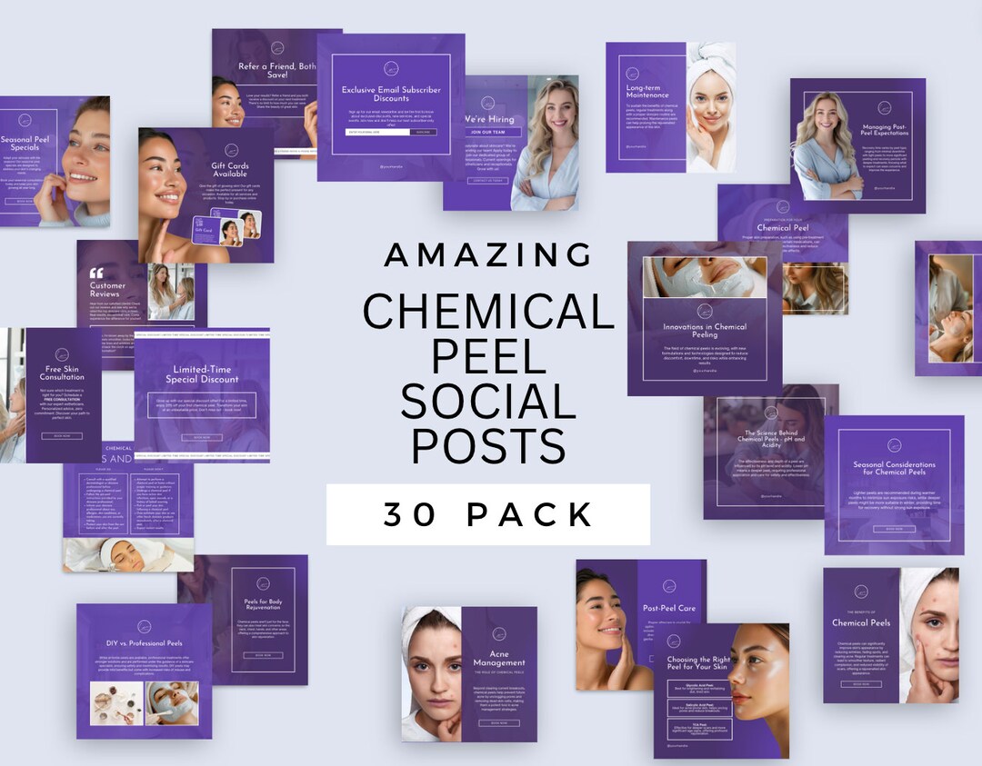 Chemical Peel Social Media Posts: Editable Canva Templates (30 Pack) - Etsy