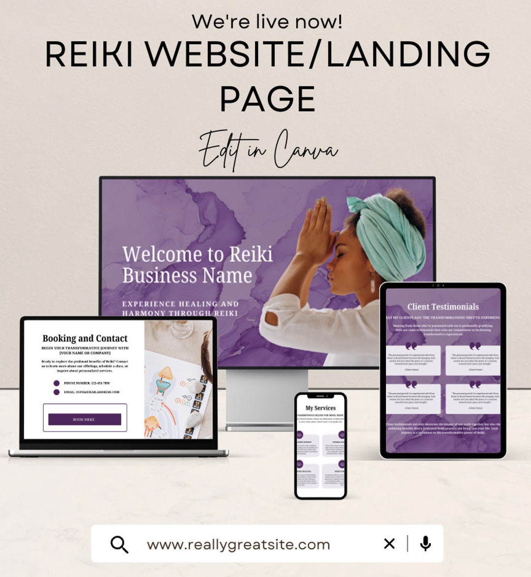 Reiki Canva Website Landing Page Template | Yoga Chakra | Reiki ...