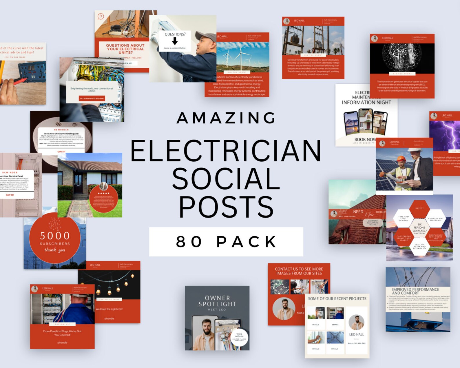80 Electrician Social Media Posts Template | Electrical Marketing ...