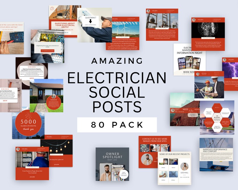80 Electrician Social Media Posts Template | Electrical Marketing ...