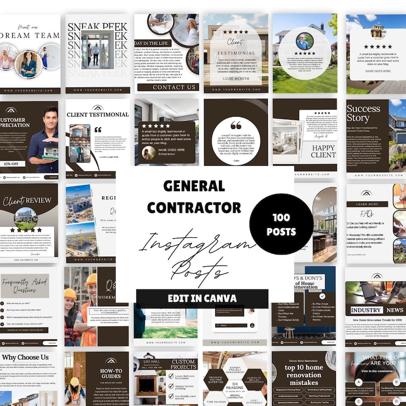 100 General Contractor Social Posts - Instagram Templates for ...