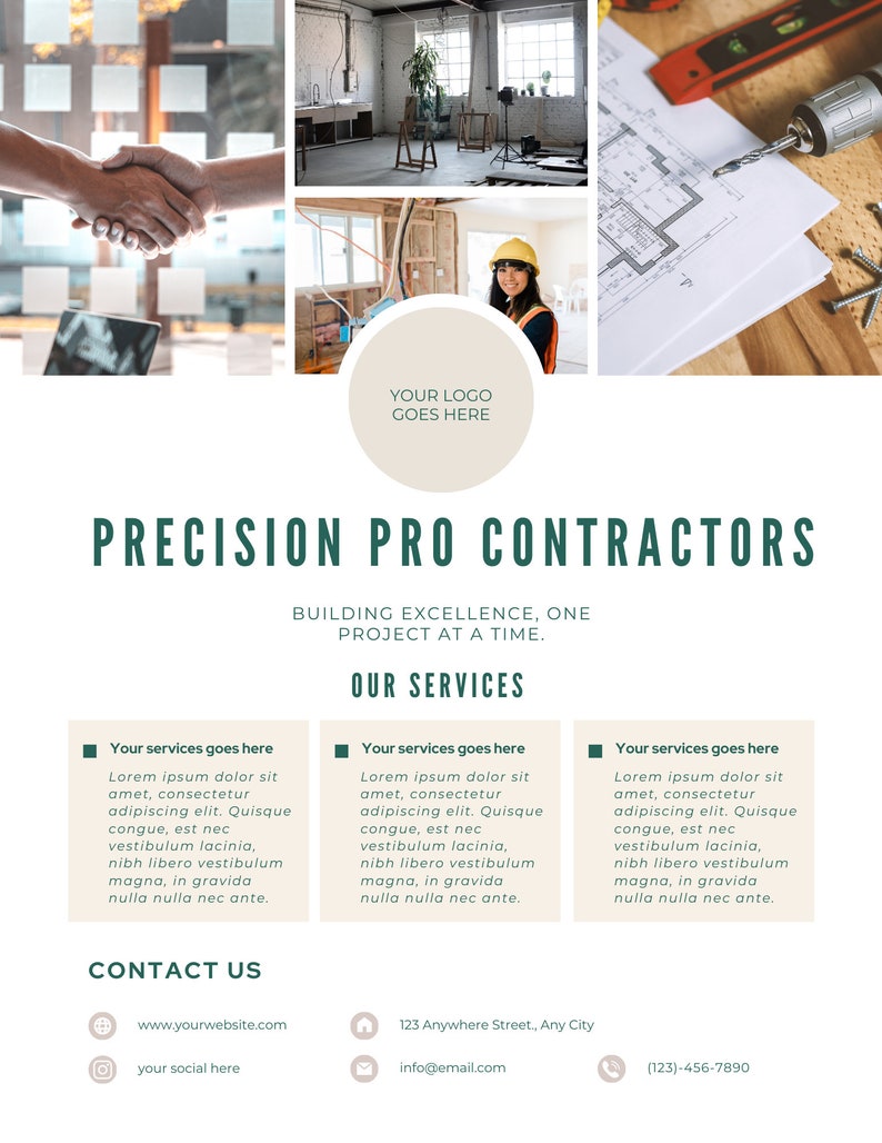Contractor Flyer Template: Renovation Business, Social Media (canva ...
