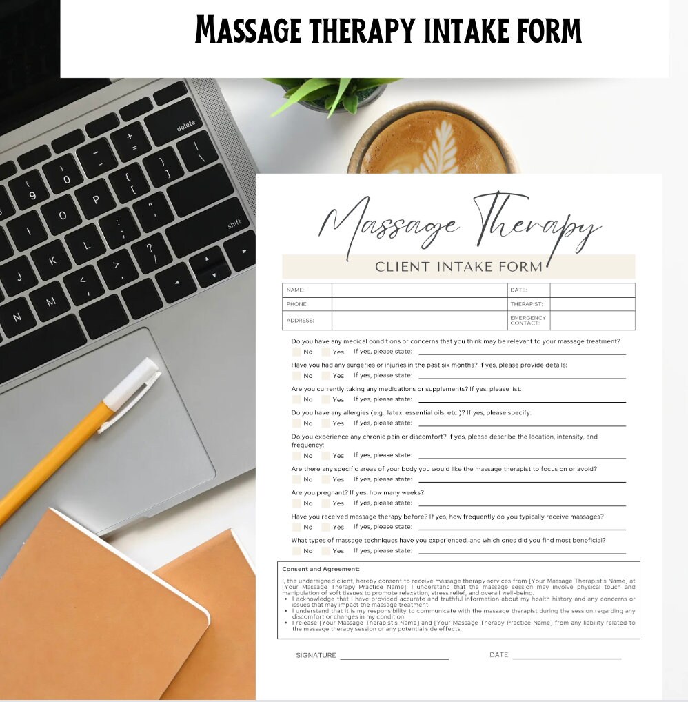 Massage Client Intake Form | Spa Forms | Client Intake Form | Massage ...