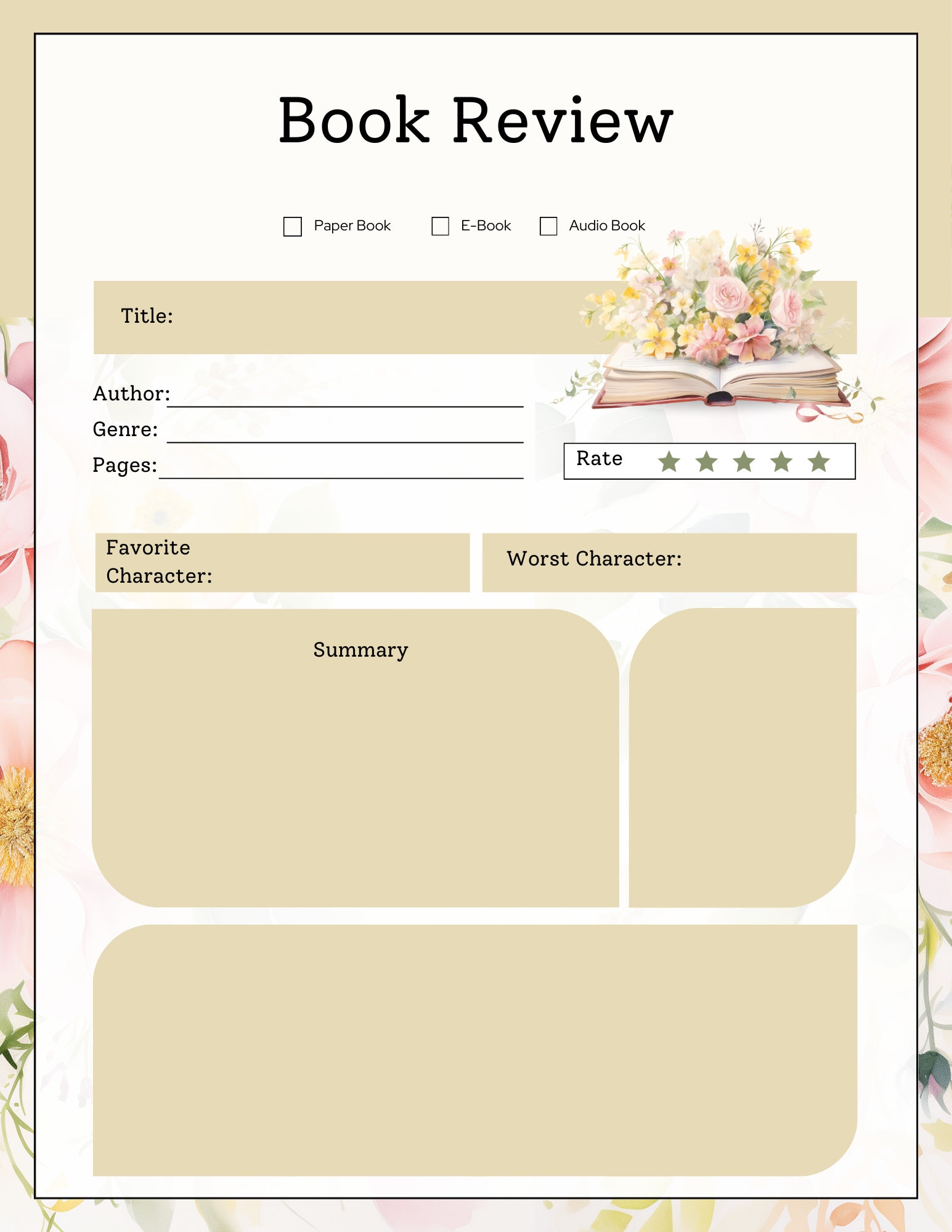 Book Review Templates | Printable Book Review PDF | Bookstagram ...