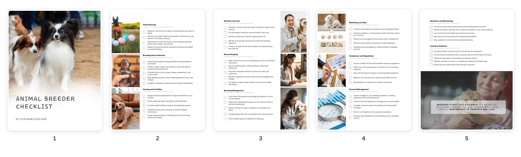 Customizable Animal Breeder Checklist Template: Canva Forms (digital ...