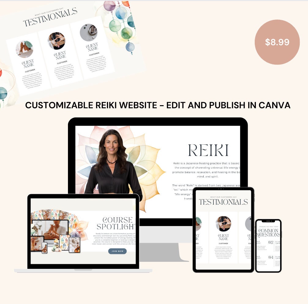 Reiki Canva Website Template Landing Page Business Website Coach ...