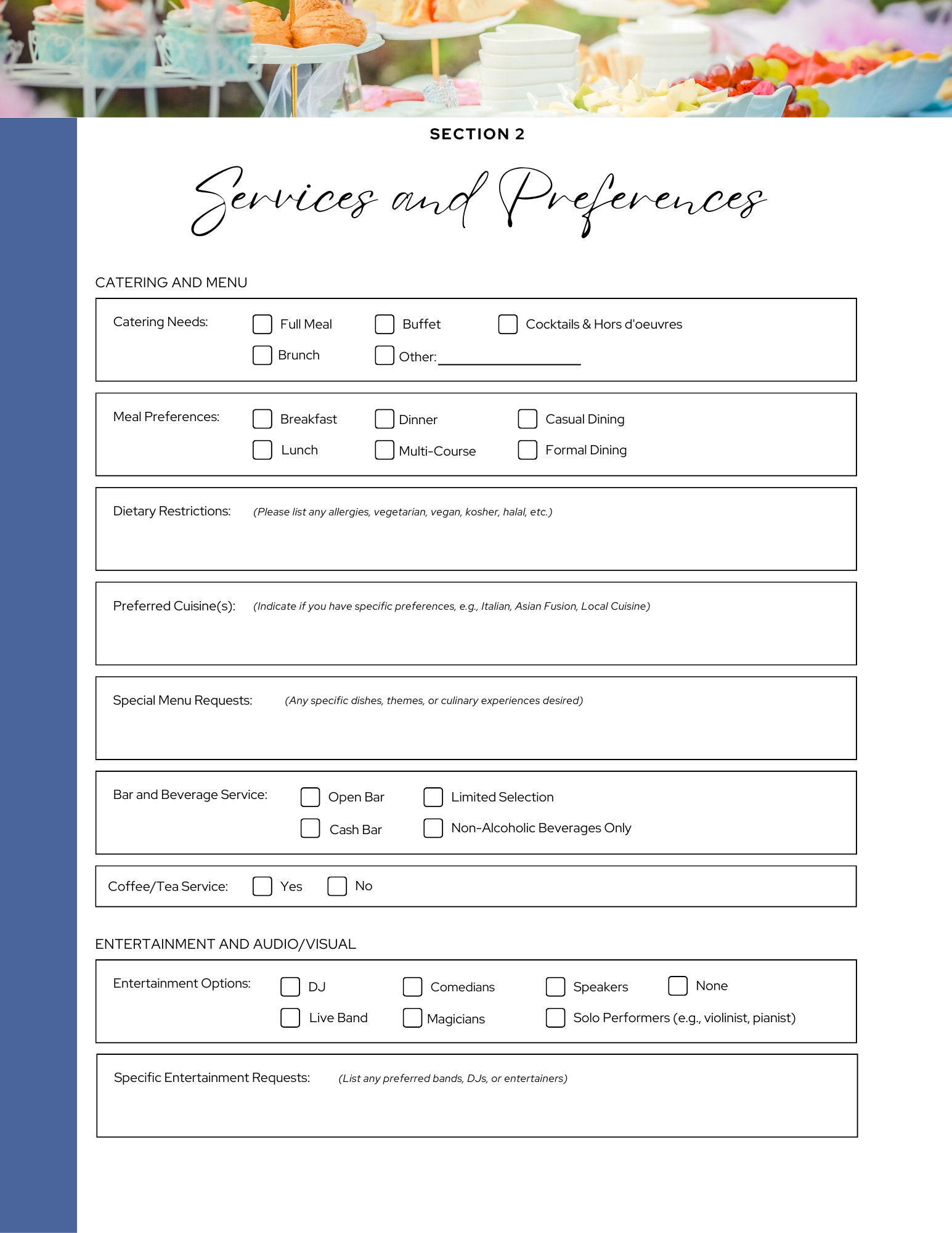 Event Planner Client Intake Form: Editable Canva Template (11 Pages) - Etsy