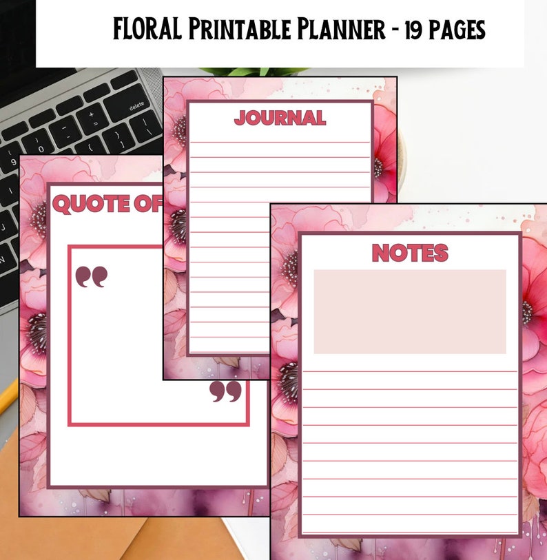 Pink Floral Daily Planner: Printable 7-day Schedule (PDF) - Etsy