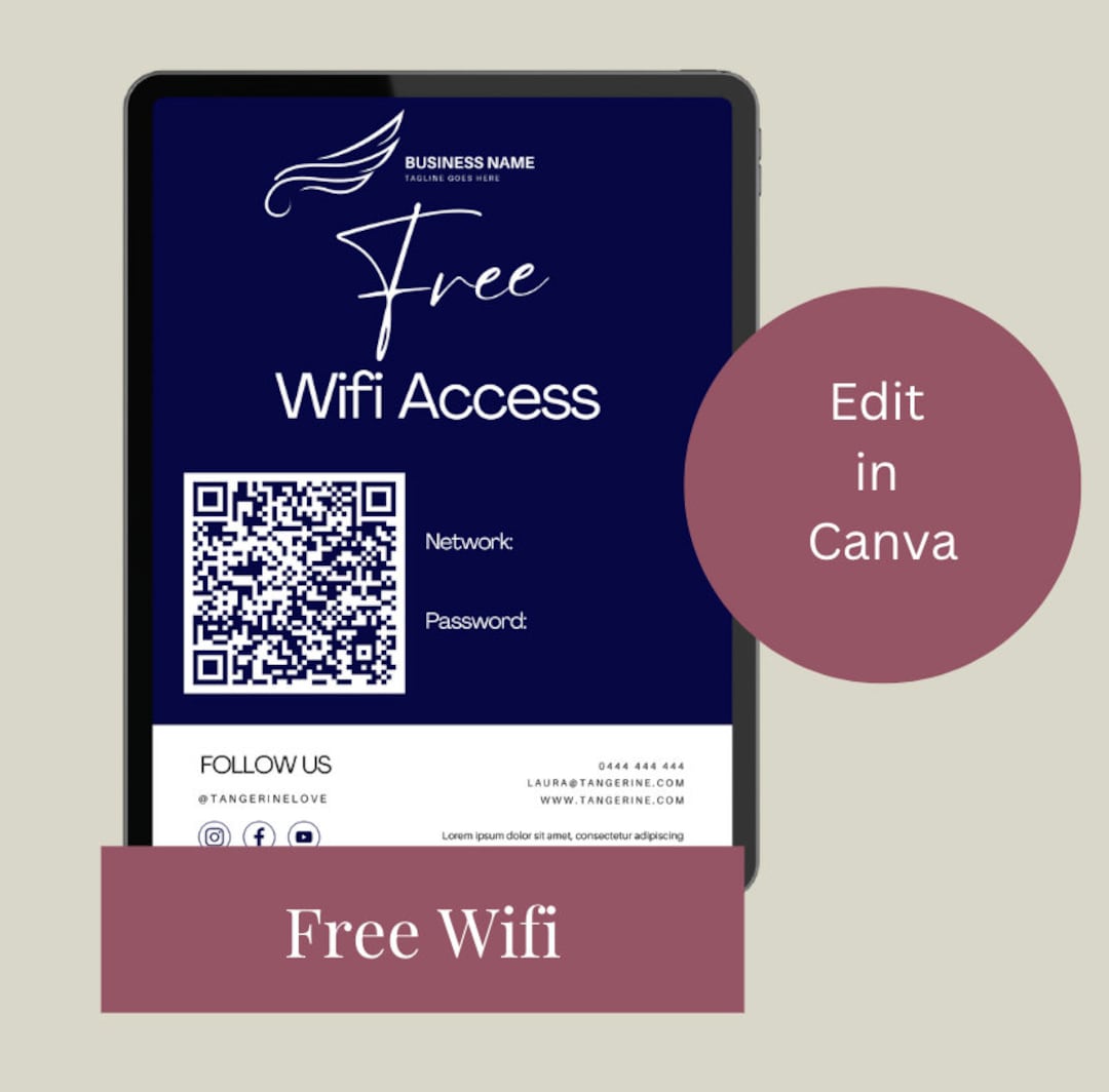 Free Wifi Sign | Wifi Sign Qr Code | Editable Wifi Template | Coffee ...