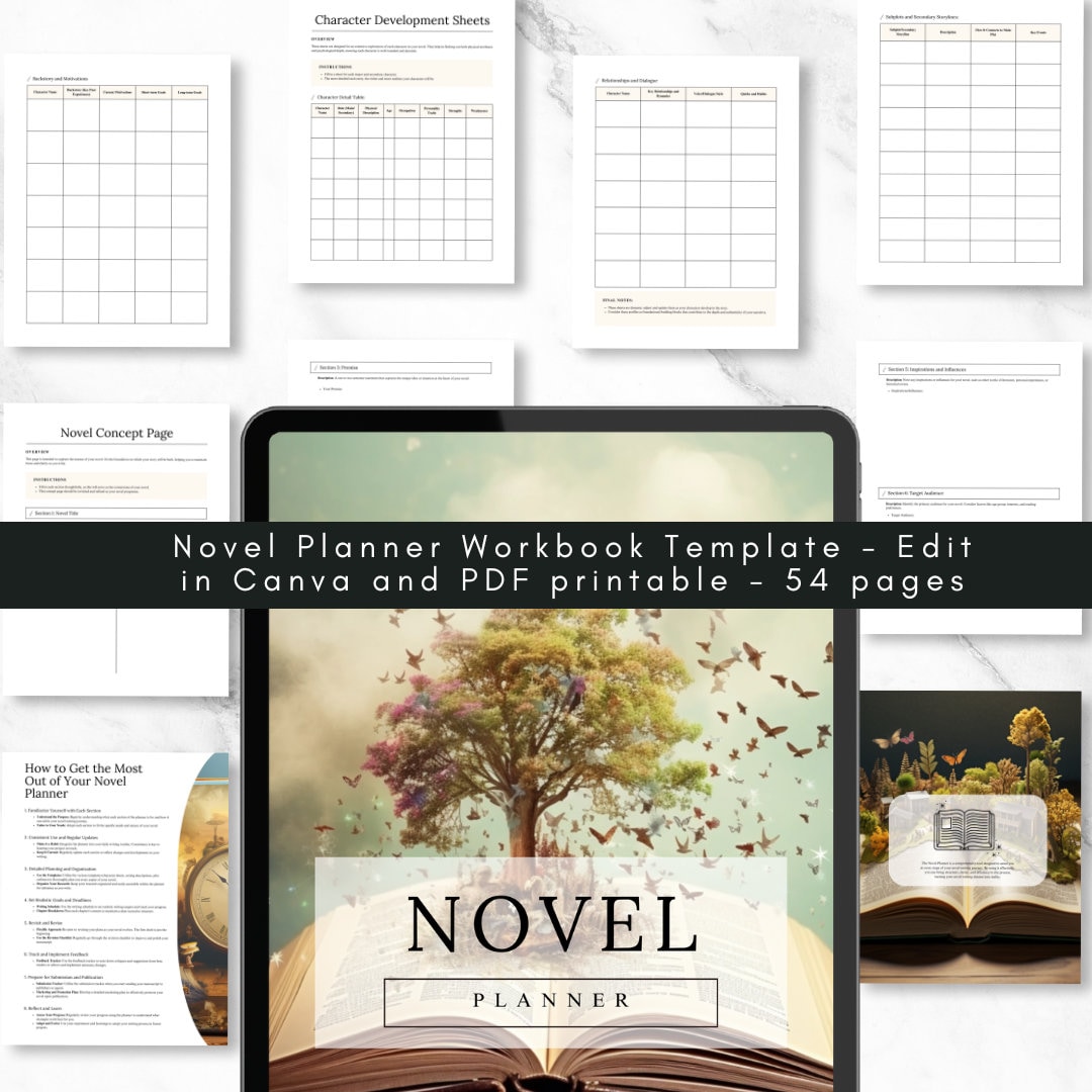 Novel Writing Workbook - Digital Planner - Author Templates - Story ...