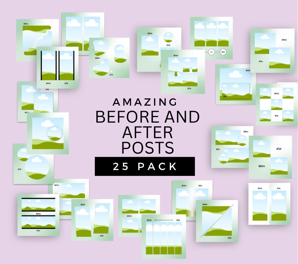 Instagram Before and After Posts: Editable Canva Template (25 Posts) - Etsy
