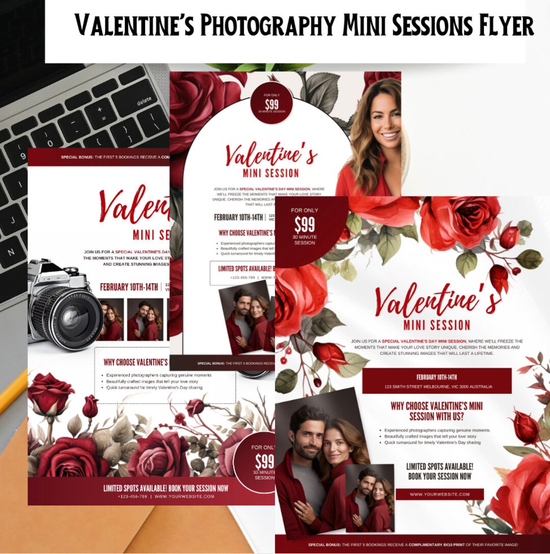 Valentine's Mini Sessions | Canva Flyer Template | Marketing ...