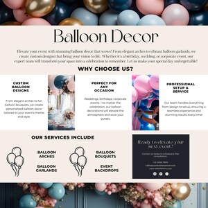 Balloon Decor Flyer Template - Editable Business Marketing - DIY Event ...