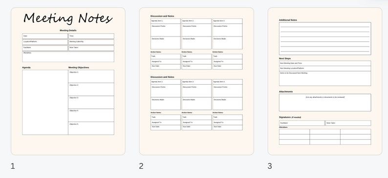 Editable Meeting Notes Template: Canva Digital Planner (instant ...