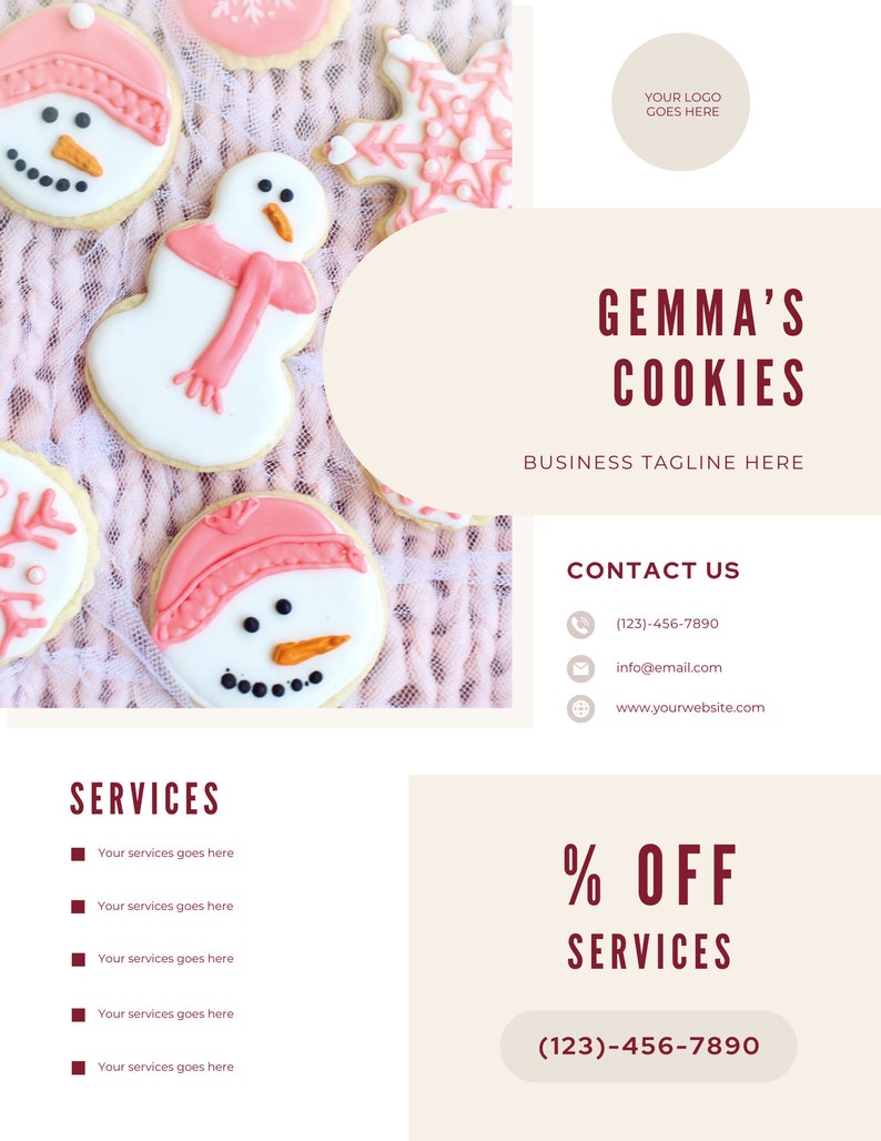 Cookie Business Flyer Templates: Editable Dessert Marketing (canva) - Etsy