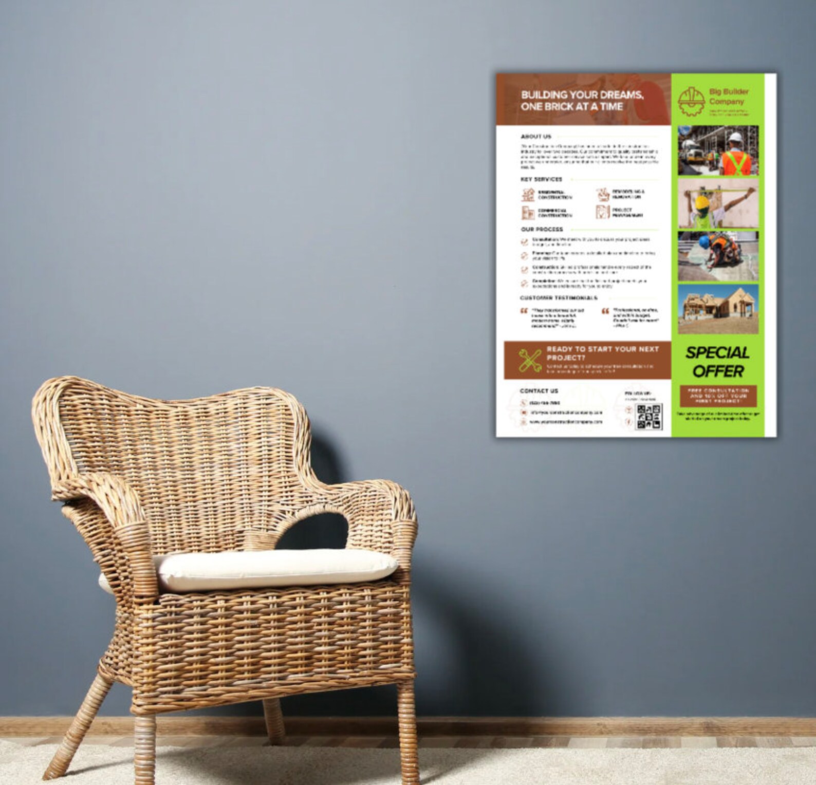 Construction Promo Flyer Template | Contractor Marketing Canva Template ...