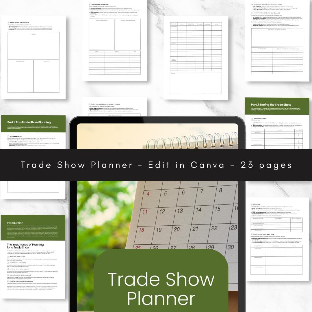 Trade Show Planner Template – 23-page Editable Vendor Organizer for ...