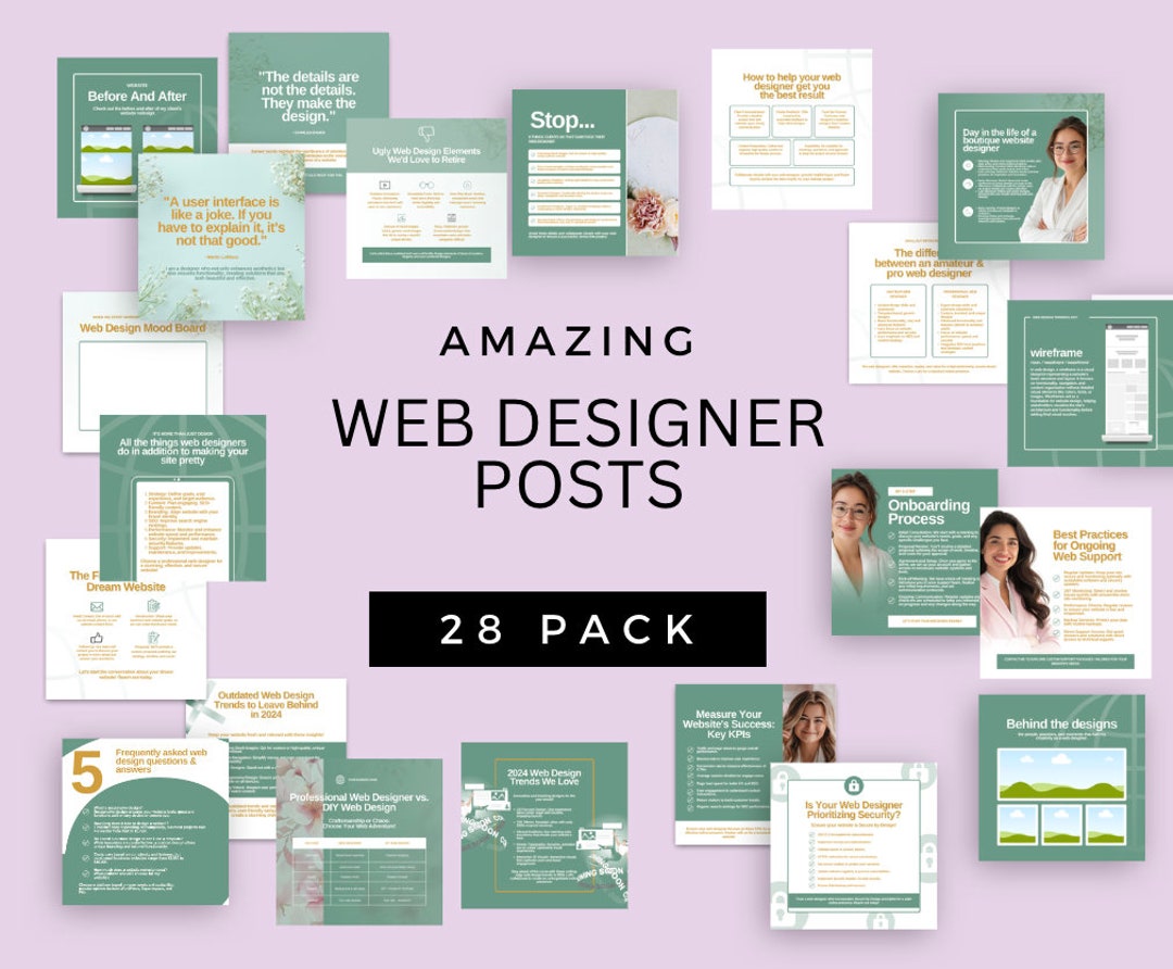 Web Designer Instagram Post Templates: Editable Canva Social Media (28 ...