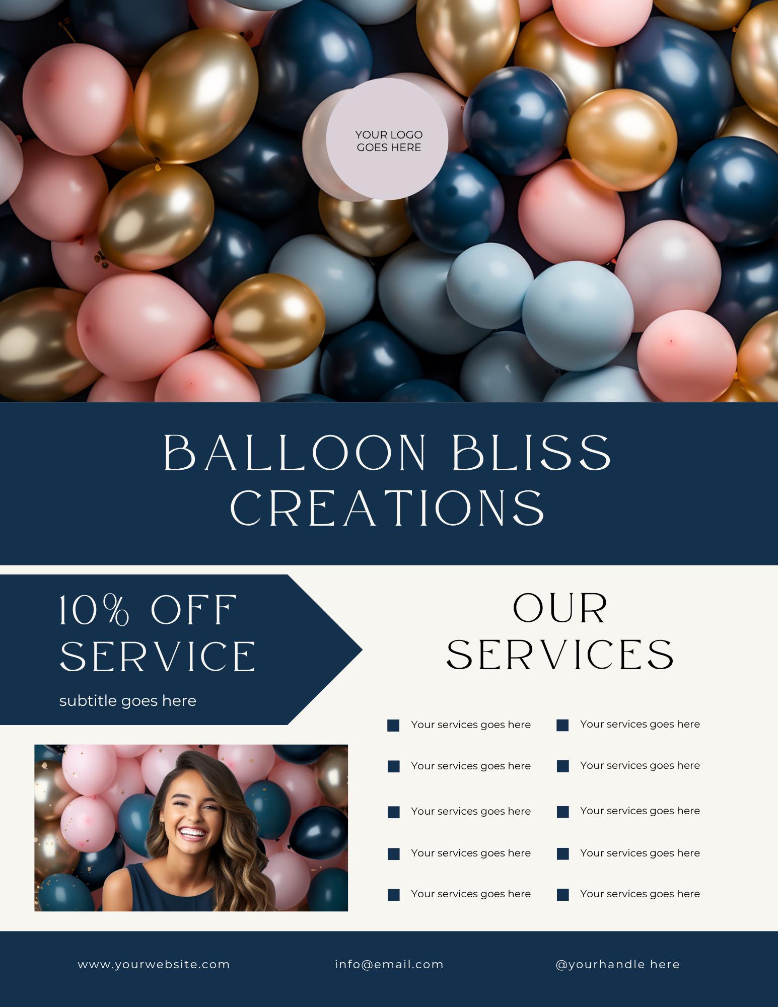 Balloon Business Flyers: Editable Canva Templates for Marketing ...