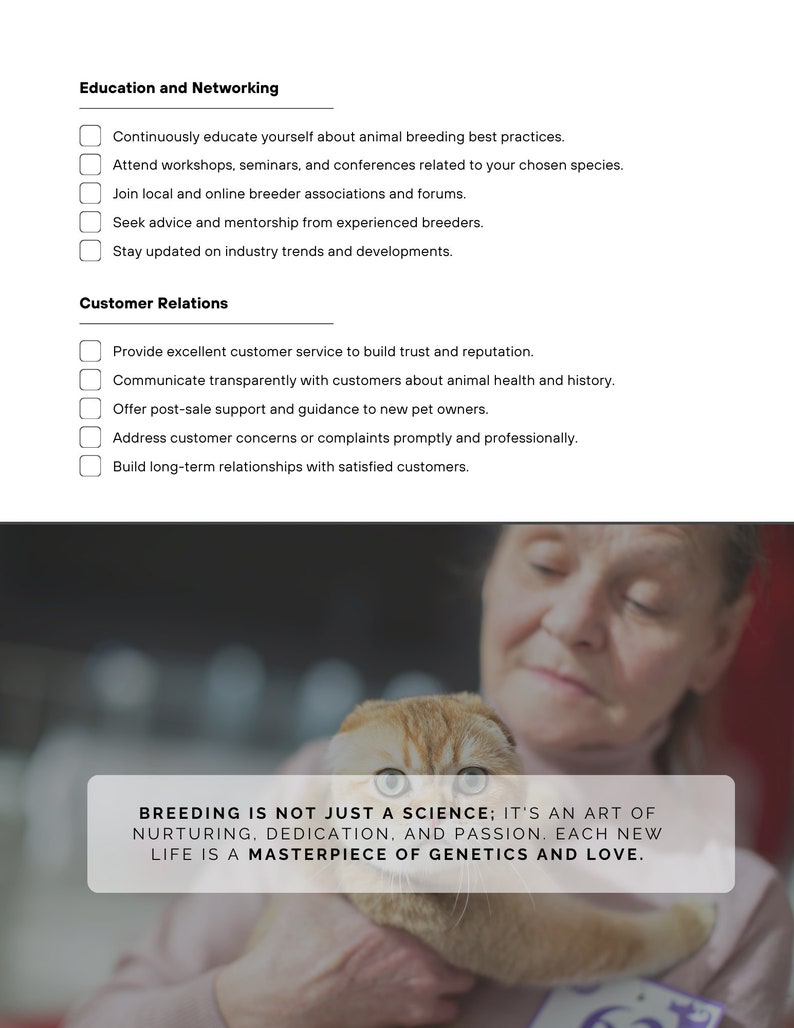 Customizable Animal Breeder Checklist Template: Canva Forms (digital ...