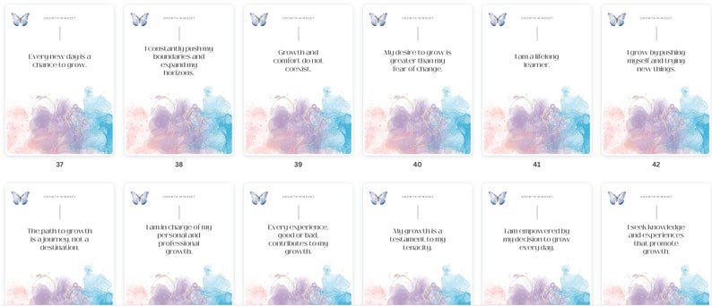 Growth Mindset Affirmation Growth Mindset Affirmations Printable Cards ...