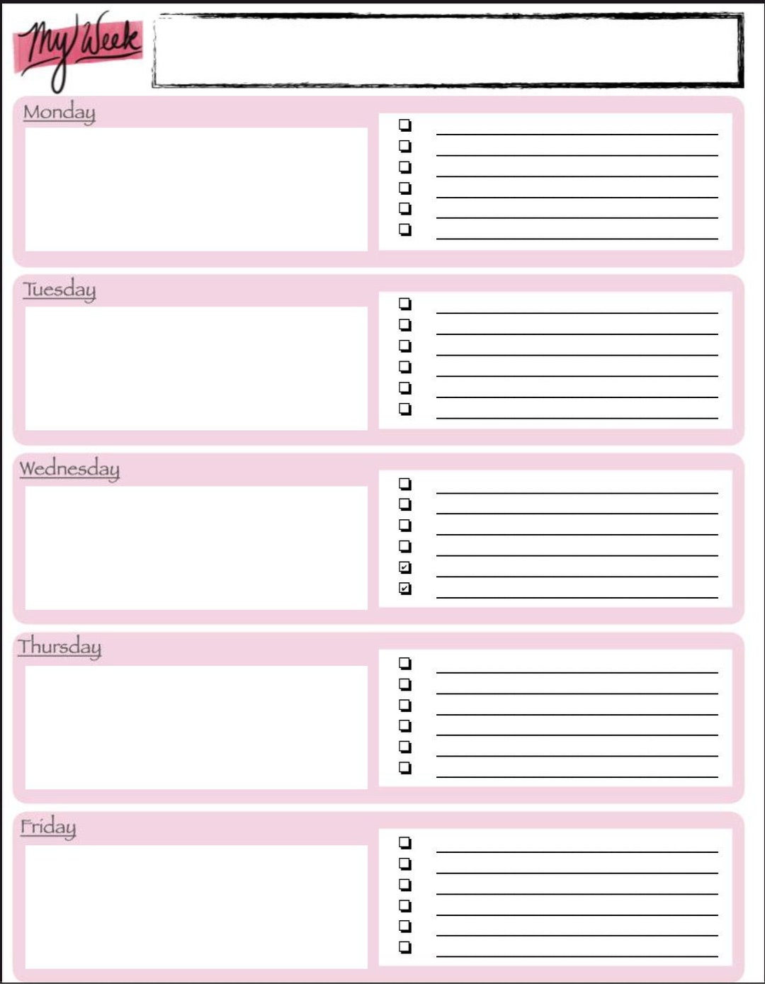Printable Weekly Planner Page - PDF - Handwrite Tasks or Use With ...