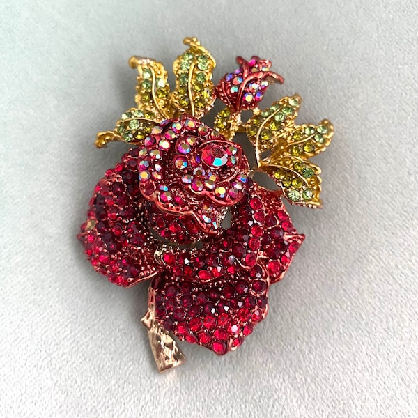 Red Rose Brooch - Etsy