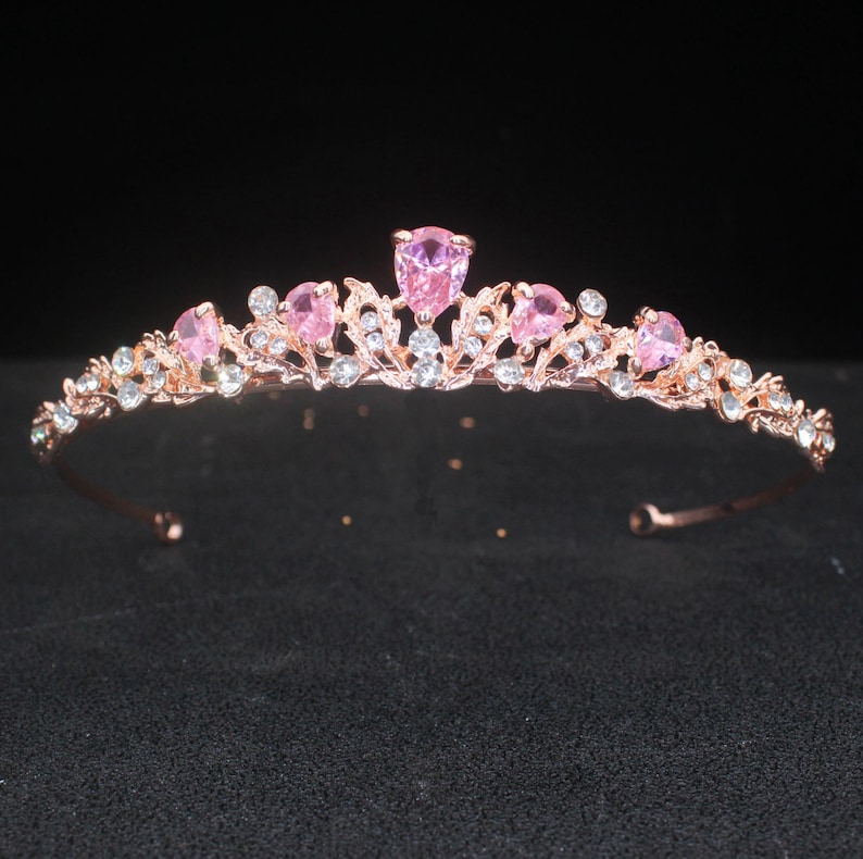 Pink Flower Girl Tiara Pink Princess Rhinestone Tiaras Silver - Etsy