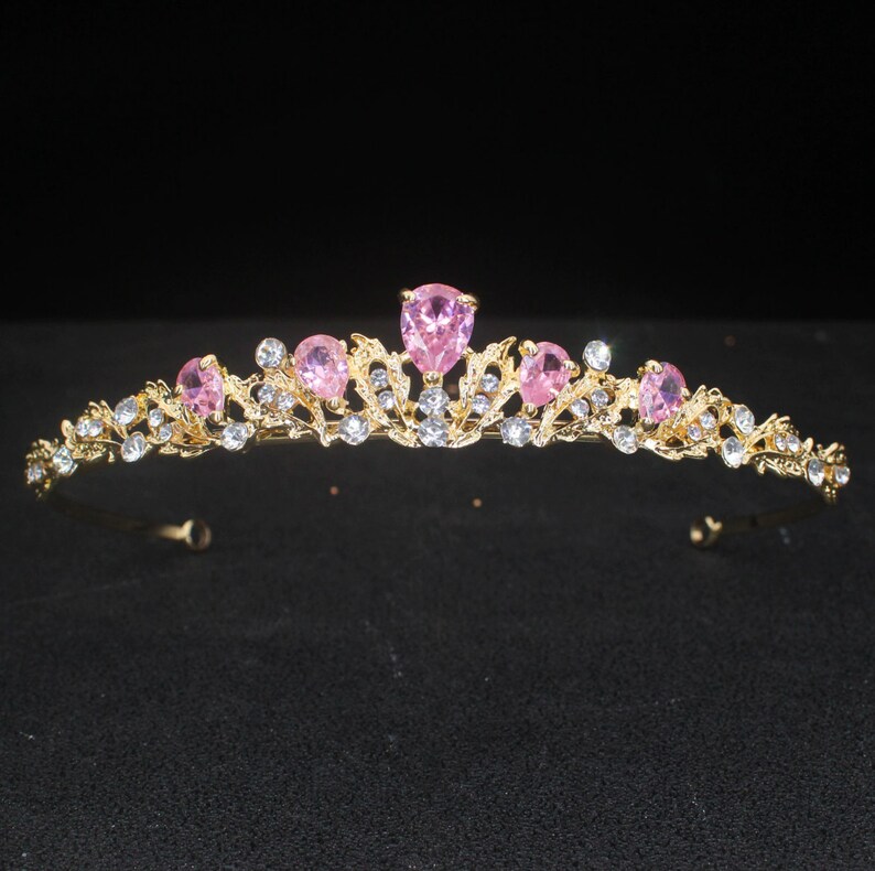 Pink Flower Girl Tiara Pink Princess Rhinestone Tiaras Silver - Etsy