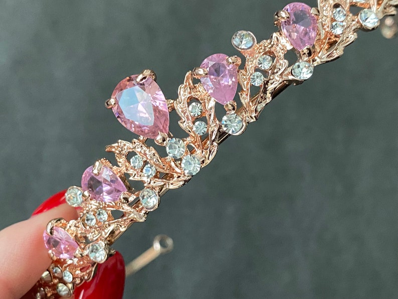 Pink Flower Girl Tiara Pink Princess Rhinestone Tiaras Silver - Etsy