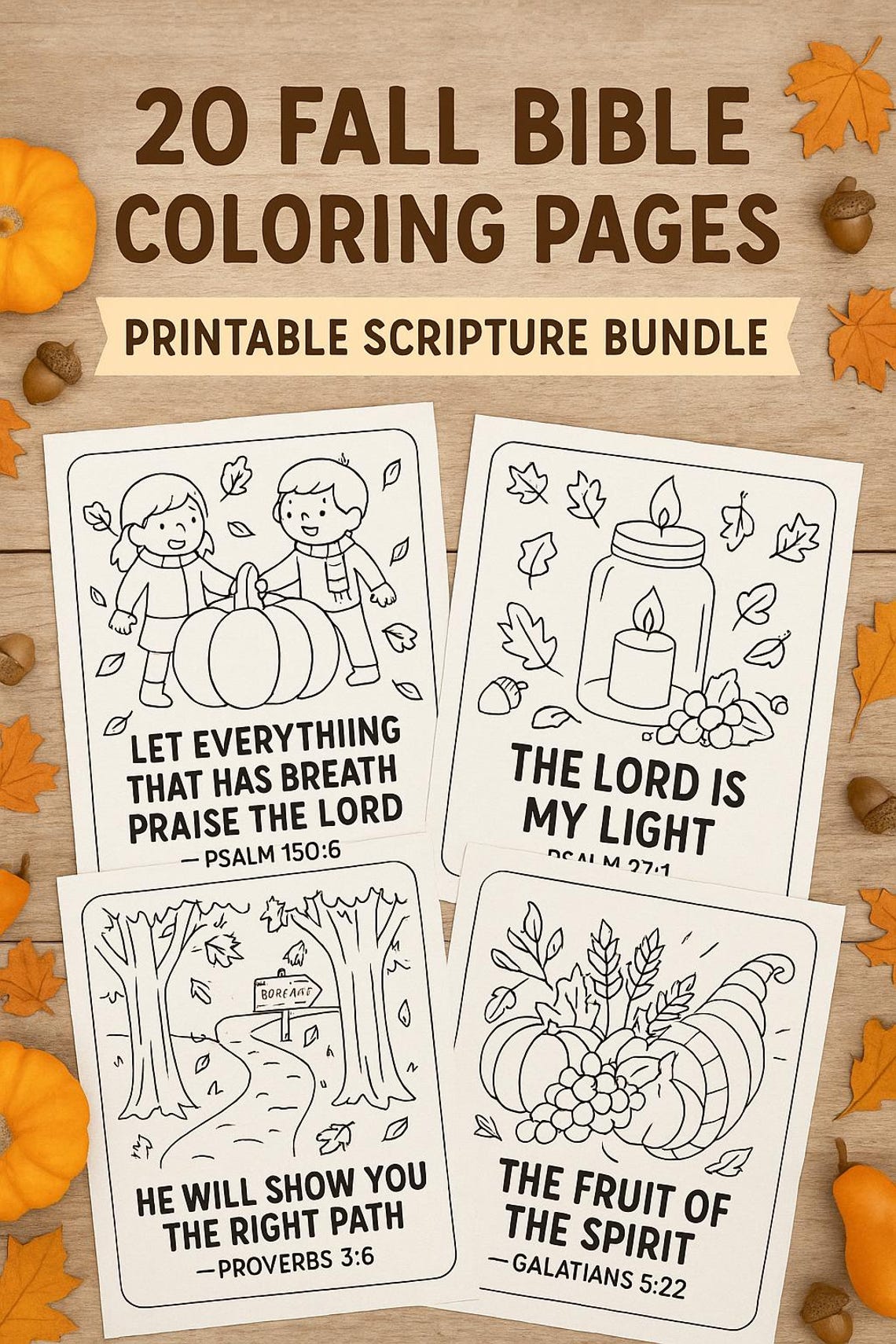 Fall Bible Verse Coloring Pages: Christian Autumn Activity (PDF) - Etsy