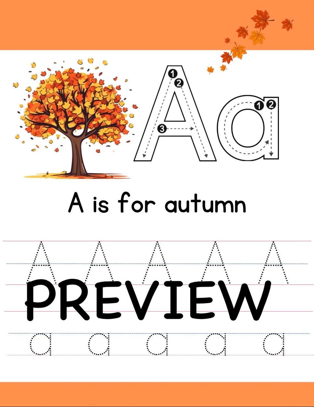 Fall Alphabet Tracing Pages | A-Z Handwriting Practice (PDF) - Etsy