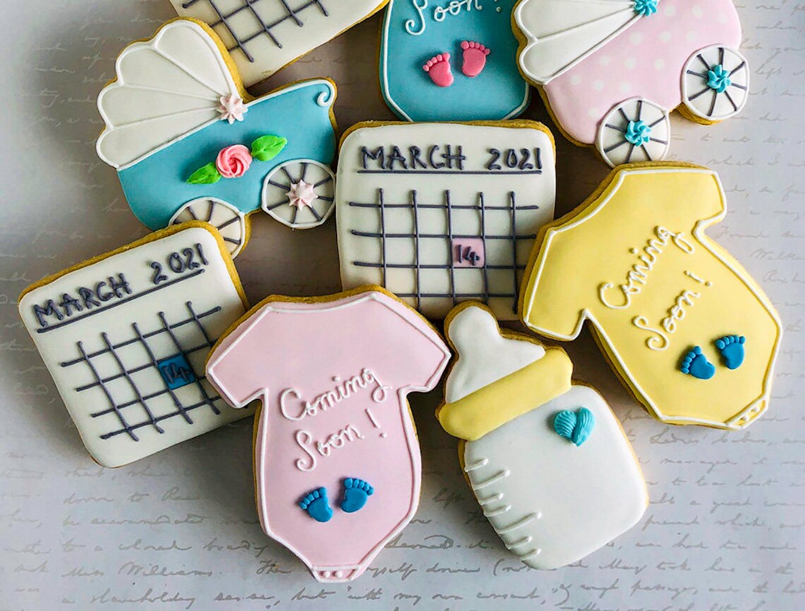 Baby Shower Cookies, Coming Soon Baby Shower Cookies, Cute Gender ...